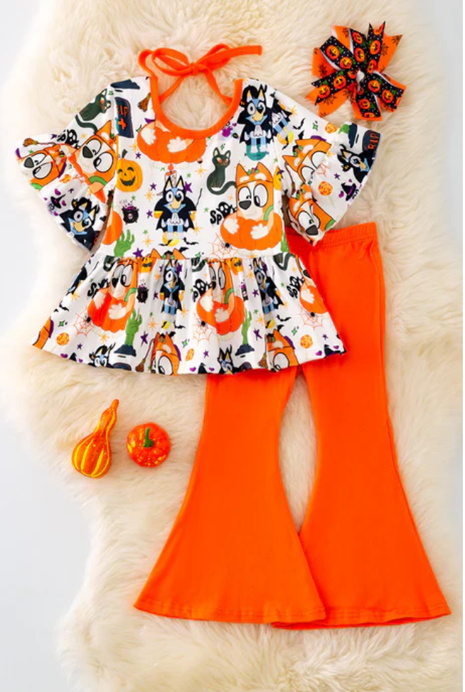 Baby Girls Halloween Dogs Tunc Bell Pants Clothes Sets Preorder(moq 5) – Aier Wholesale