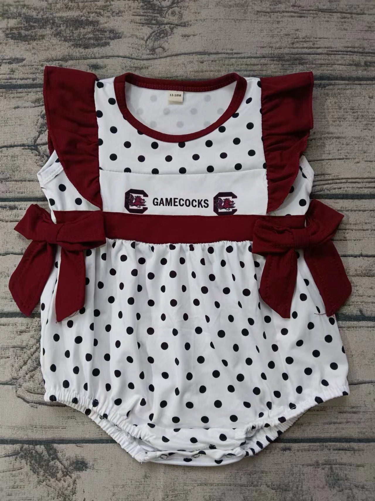 Baby Girls Gamecocks Team Flutter Sleeve Rompers preorder(moq 5) – Aier Wholesale