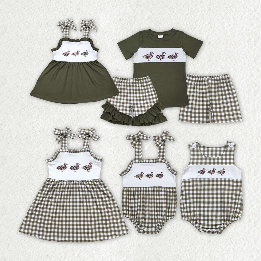 Baby Girls Leopard Duck Sibling Summer Shorts Outfits Clothes Sets – Aier Wholesale