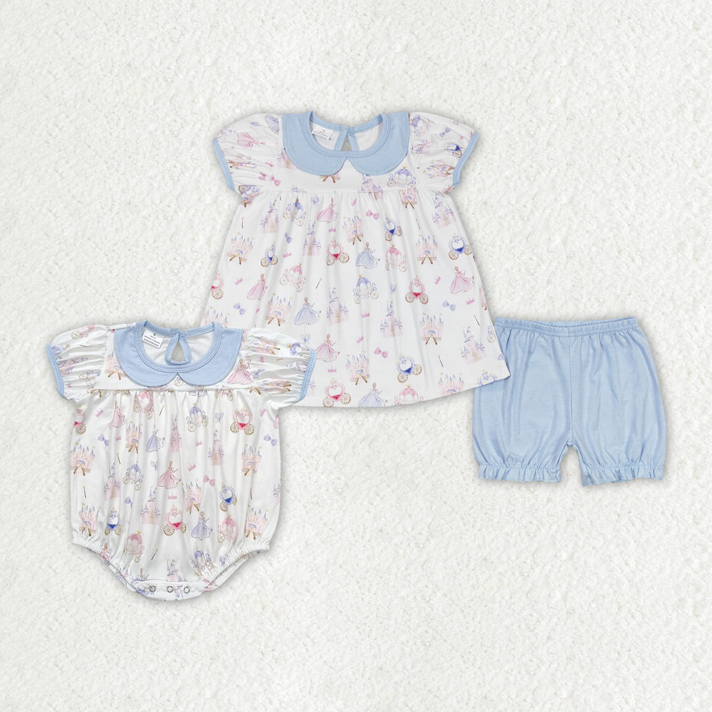 Baby Girls Princess Castle Sibling Rompers Clothes Sets – Aier Wholesale