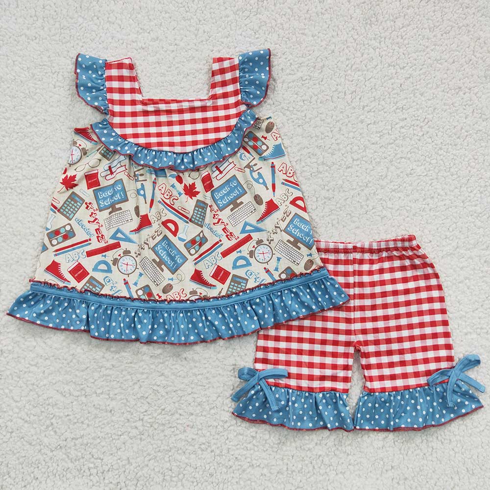 Baby Girls Back To School Ruffle Clothes Sets – Aier Wholesale