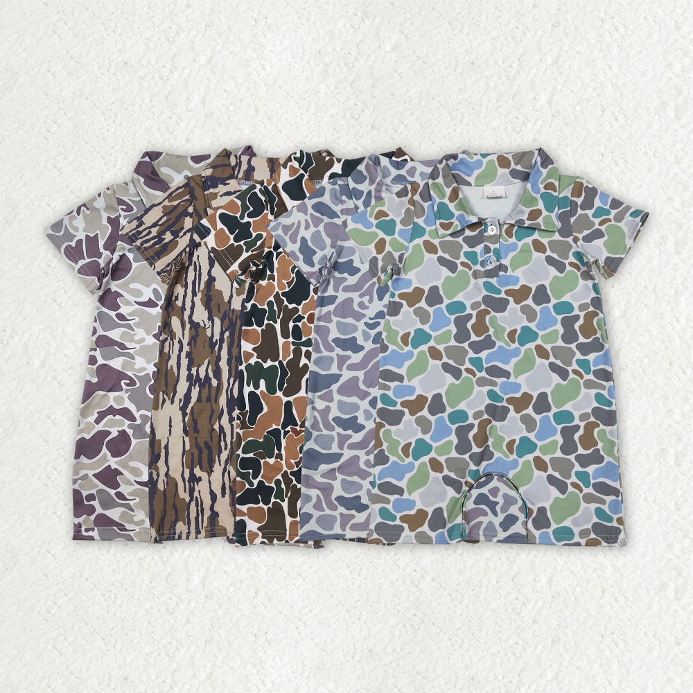 5 Colors Sibling Baby Infant Boys Short Sleeves Camouflage Button Romp ...