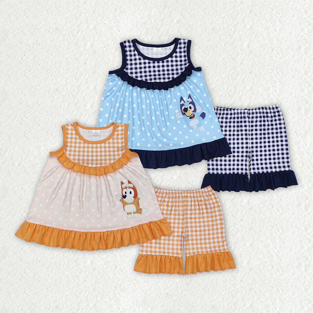 Sibling Baby Girls Cartoon Dots Dogs Tunic Ruffle Shorts Outfits – Aier Wholesale