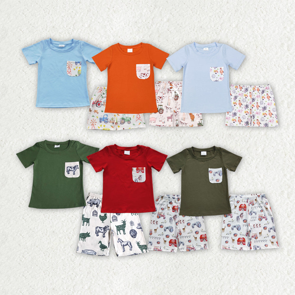 Sibling Baby Boys Farm Pocket Shirt Summer Outfits Clothes Sets – Aier Wholesale