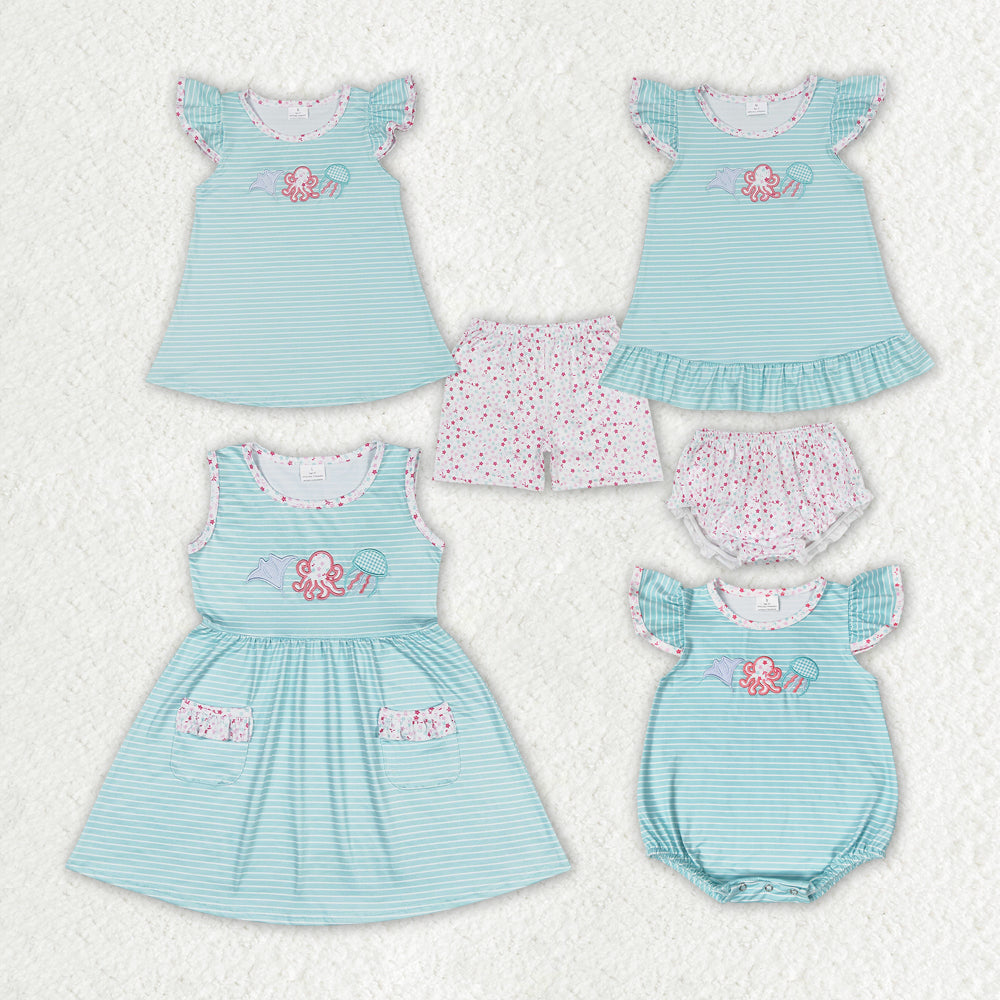 Baby Girls Blue Stripes Octopus Sibling Sister Clothes Sets – Aier ...