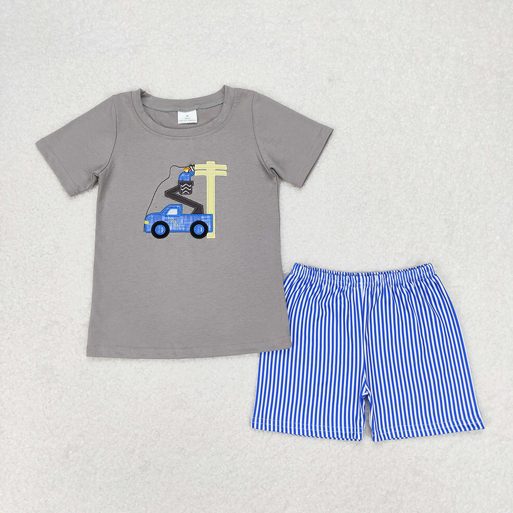 Baby Boys Construction Line Man Shirt Summer Shorts Clothes Sets – Aier ...