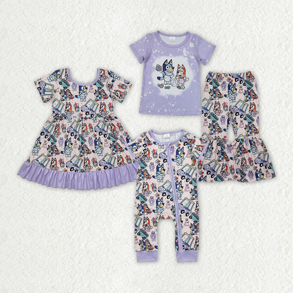 Sibling Baby Girls Dog Easter Rabbits Rompers Dresses Clothes Sets – Aier Wholesale