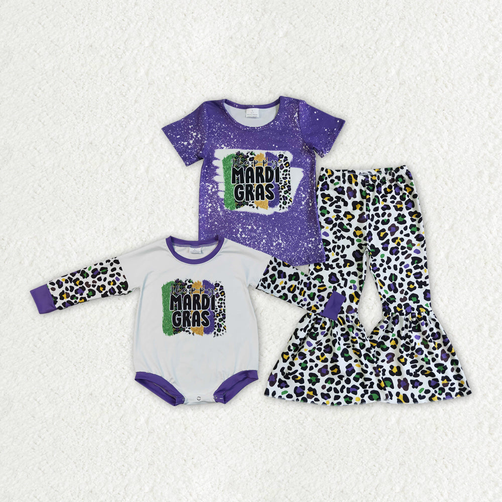 Sibling Baby Girls Mardi Gras Holiday Rompers Clothes Sets – Aier Wholesale