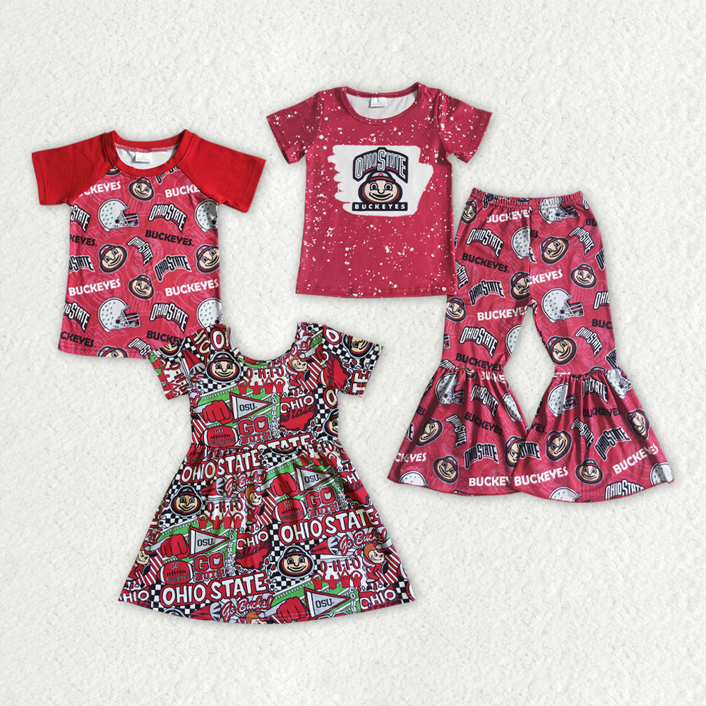 Sibling Baby Girls Boys OH Football Team Shirt Dress Sets – Aier Wholesale
