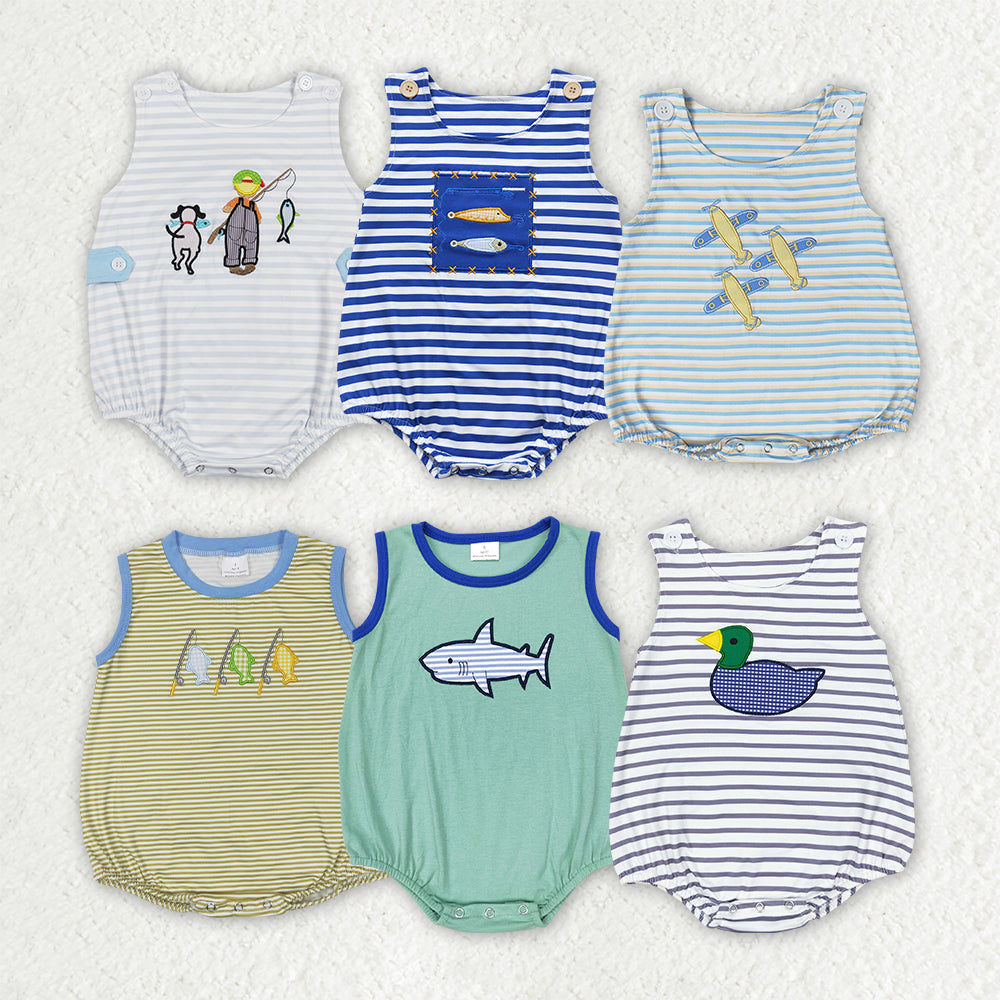 Sibling Baby Infant Boys Cute Embroidery Summer Sleeveless Rompers ...