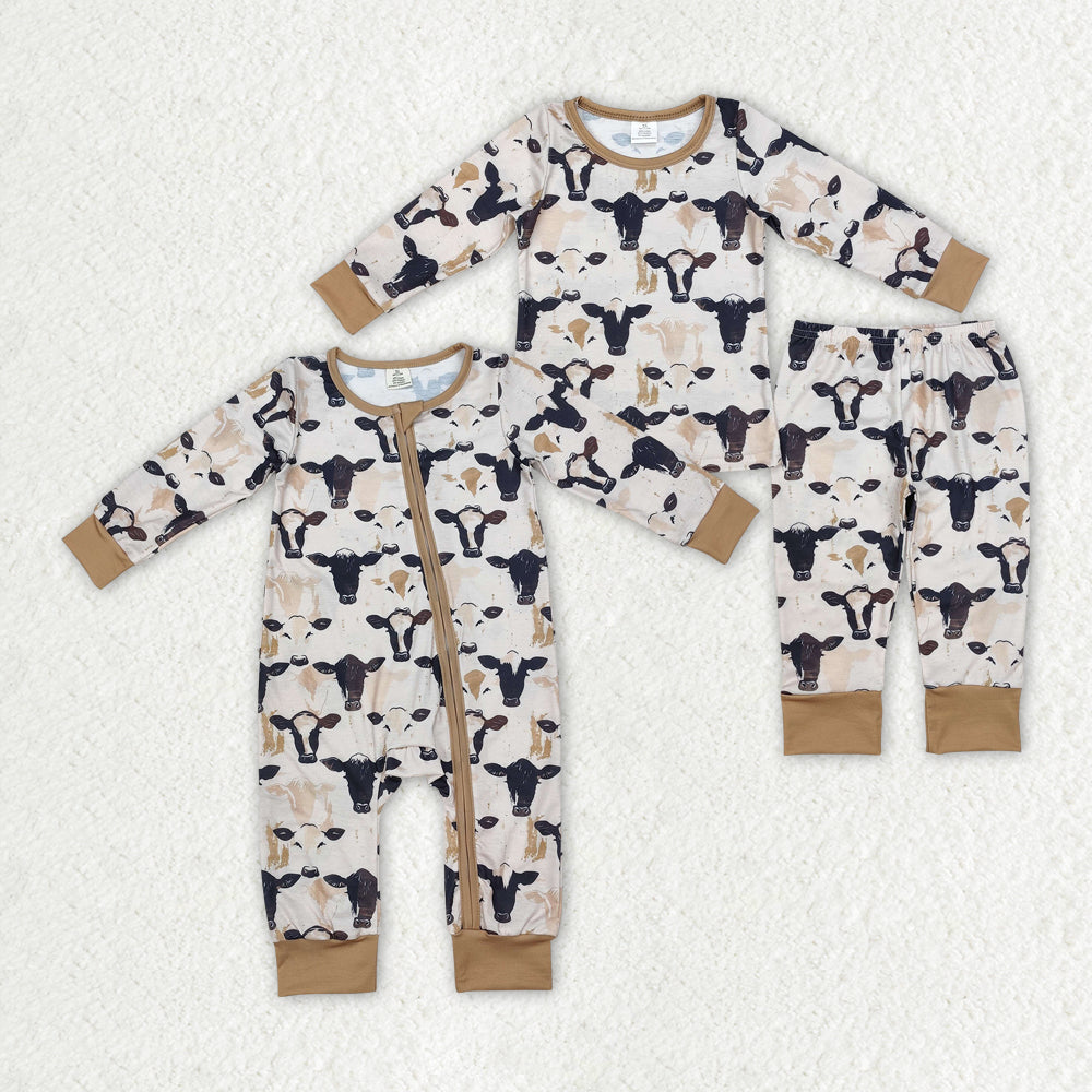 Sibling Boys Western Cow Bamboo Rompers Pajamas Clothes Sets – Aier Wholesale