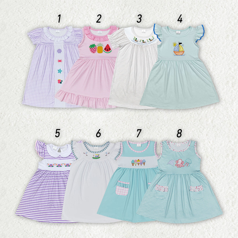 Embroidery Sibling Baby Girls Summer Knee Length Dresses – Aier Wholesale