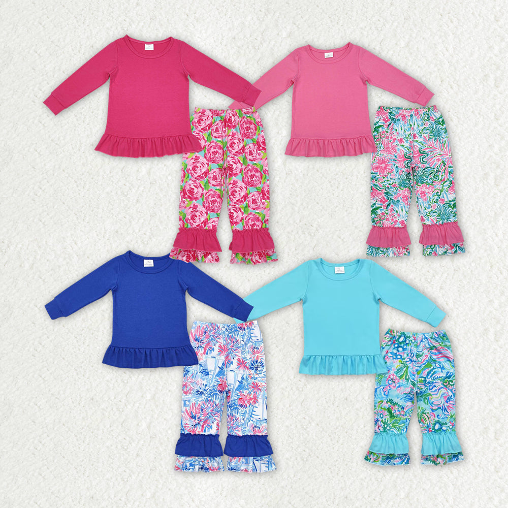 Sibling Sister Baby Girls Cotton Shirt Flowers Pants Clothes Sets ...
