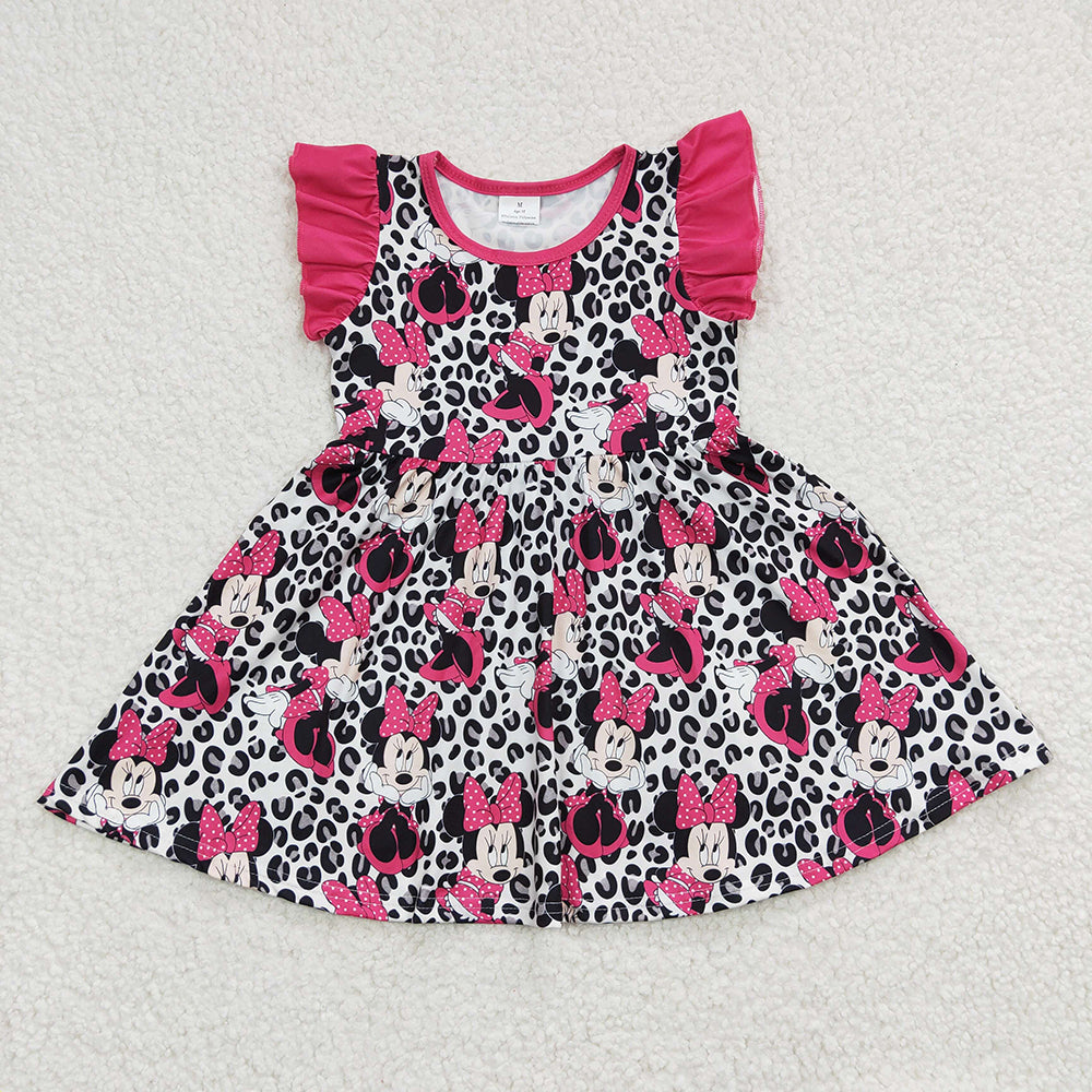 Baby Girls Leopard Cartoon Mouse Knee Length Dresses – Aier Wholesale